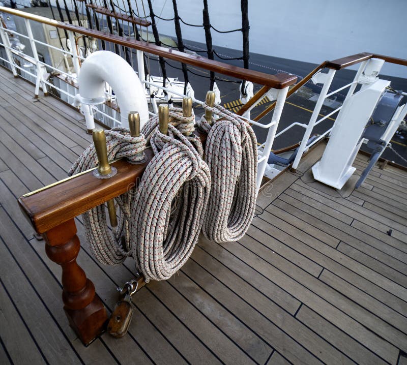 Rope on Board a Old Sailing Boat Stock Photo - Image of nautical ...