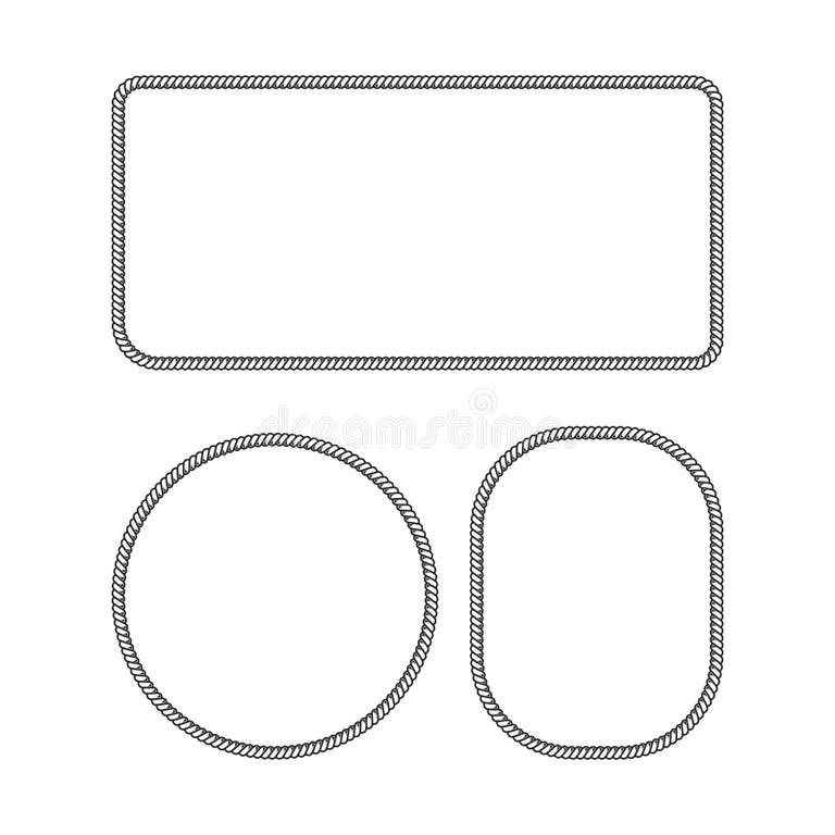Rope Boarder Circle Pattern Frame Vector Illustration Set Stock Vector ...