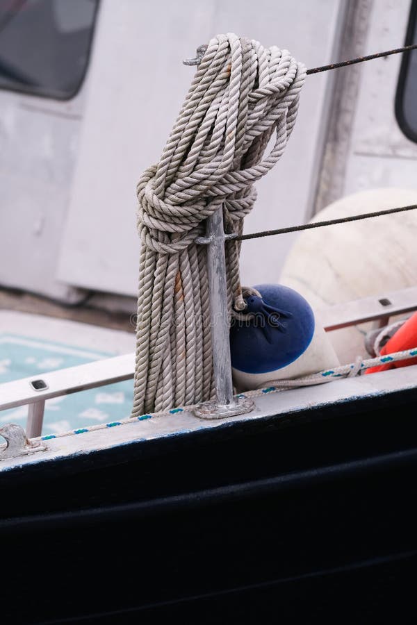 Rope on a boat stock photo. Image of long, outside, railing - 360117686