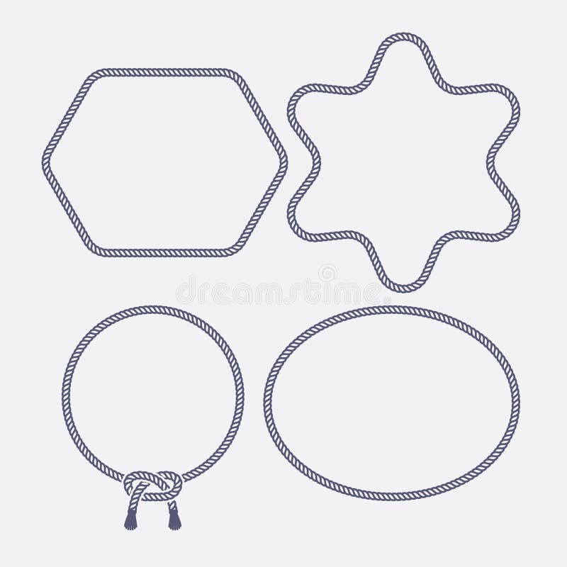 Rope Border Frame Shape Set Stock Vector - Illustration of circular ...