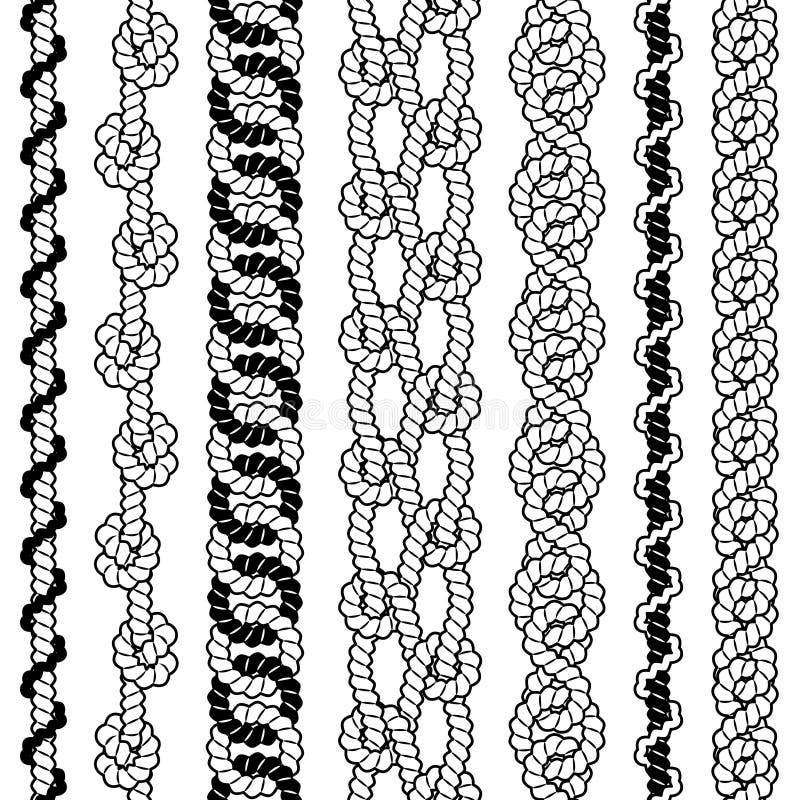 Set of Seamless Rope Borders Stock Vector - Illustration of geometric ...