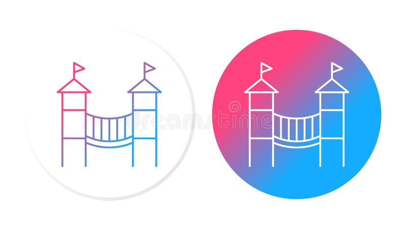 Rope Bridge Castle, Gradient Icon, Light and Dark Stock Vector ...