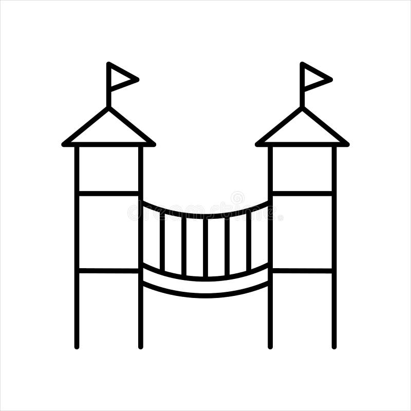 Rope Bridge Castle, Line Icon Stock Vector - Illustration of template ...