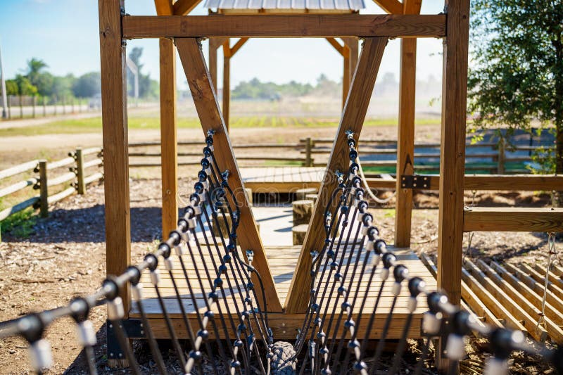 Rope Bridge at a Children S Playground Stock Photo - Image of childrens ...
