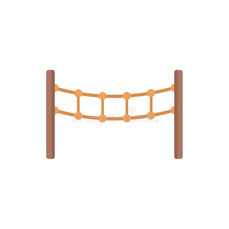 Rope Bridge Hanging between Two Wooden Posts on White Background Stock ...
