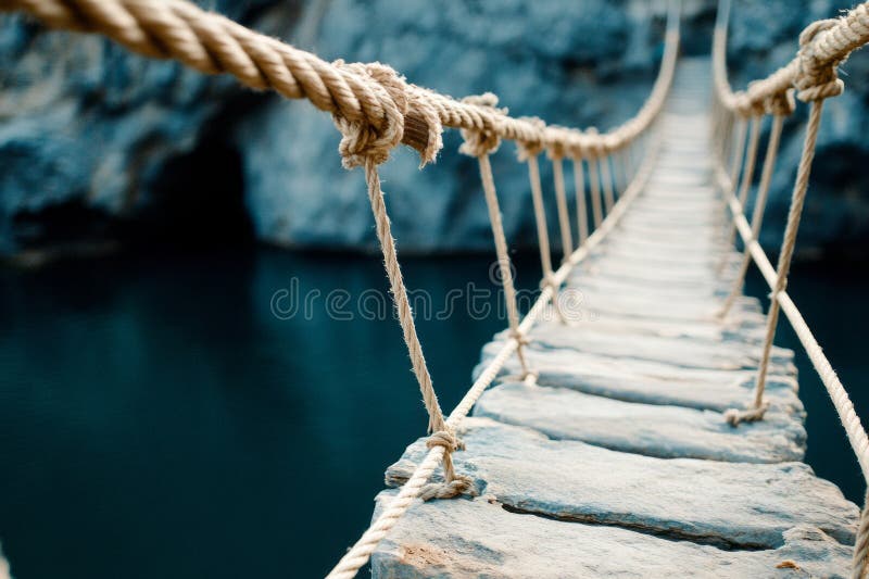 Rope Bridge Leading Over a Dark Chasm Symbolizing Broken Connection ...