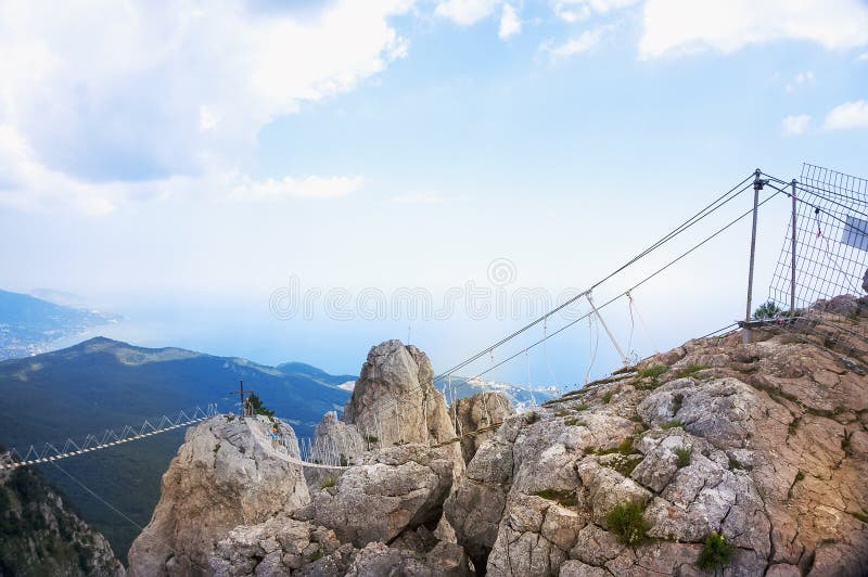 Rope Bridge on Mount Ai-Petri. Beautiful Landscape Landscape Stock ...