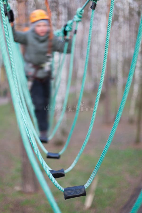 Rope Bridge Part of a Childrens Ropes Course Stock Image - Image of ...