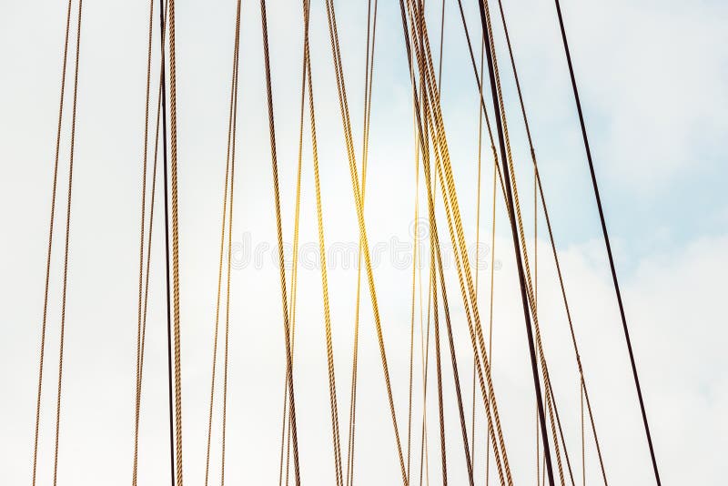 Rope Cables Against Cloudy Sky Create Industrial Abstract Pattern ...