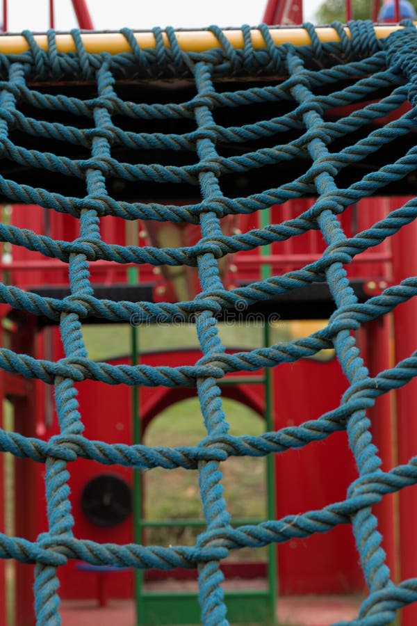 Blue Playground Climbing Cargo Nets Stock Image - Image of equipment ...