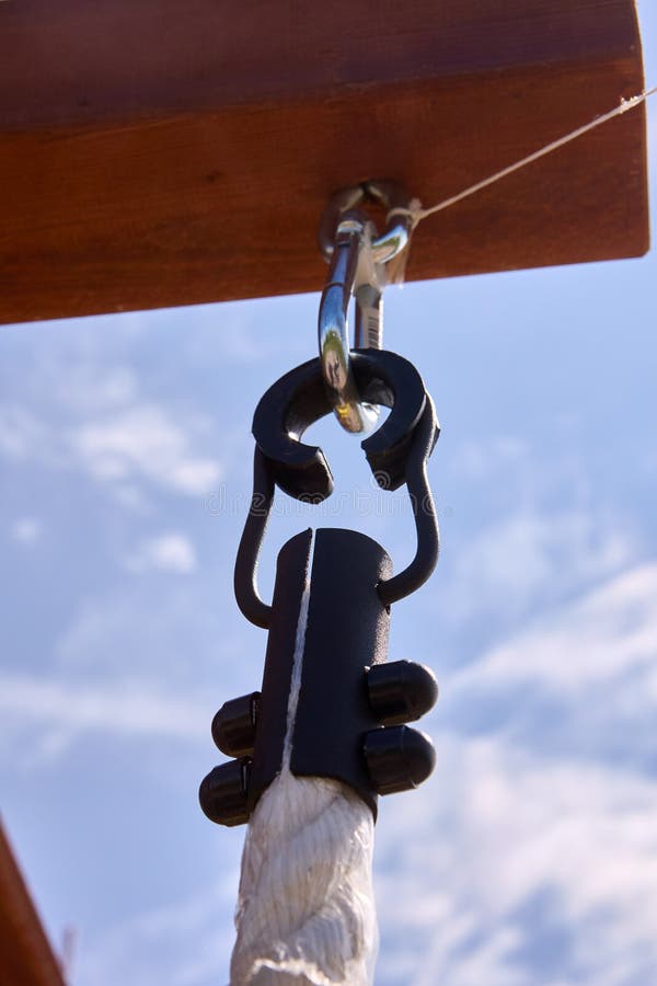 Rope Clasp Metal Hook for Climbing Exercises. Stock Photo - Image of ...