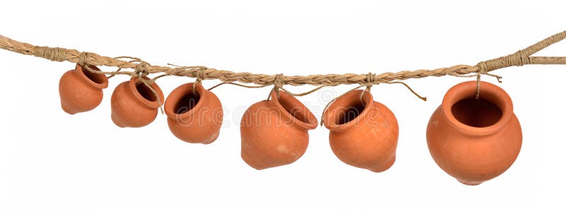 Rope with clay pots stock photo. Image of handmade, homemade - 24610902