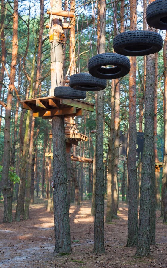 Rope Climbing Adventure Park Stock Photo - Image of center, extreme ...