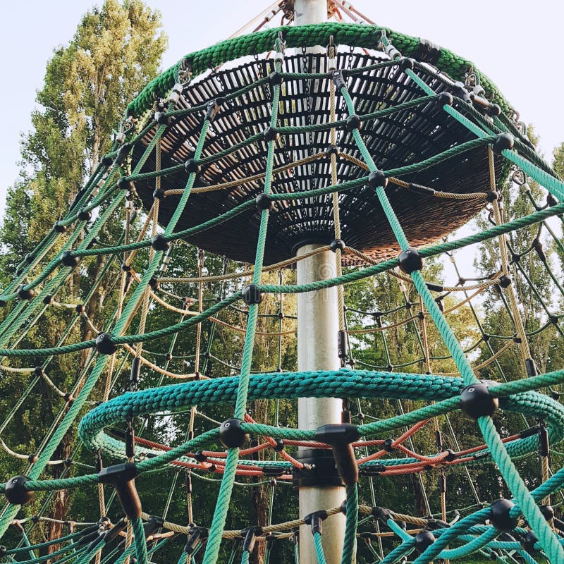 Rope Climbing Net for Kids in the Park Stock Image - Image of climbing ...