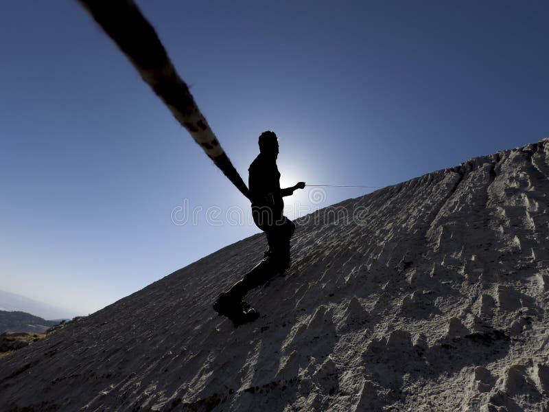Rope Climbing and Sports Activity on Rocky Ground Stock Image - Image ...