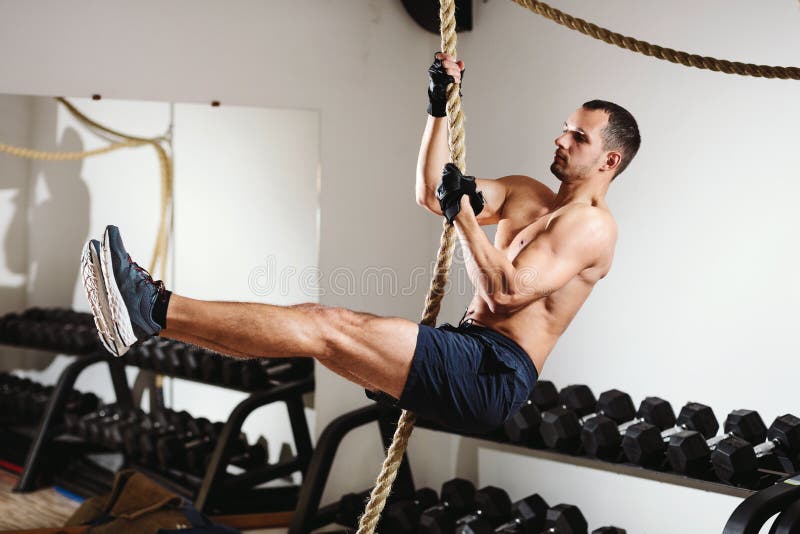 Rope climbing workout stock image. Image of athlete, active - 86550517