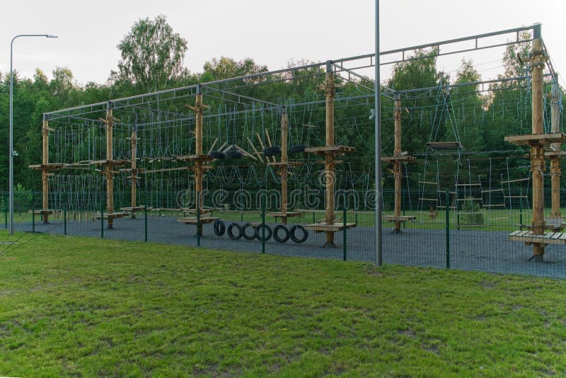 Naroch, Belarus, July 8, 2025. Rope Town in the Park. Stock Image ...