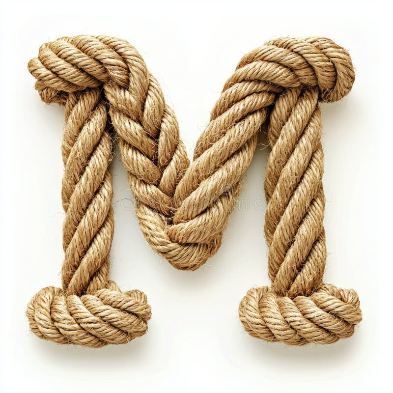 Rope Crafted Letter M Displayed White Background Showcasing Intricate ...
