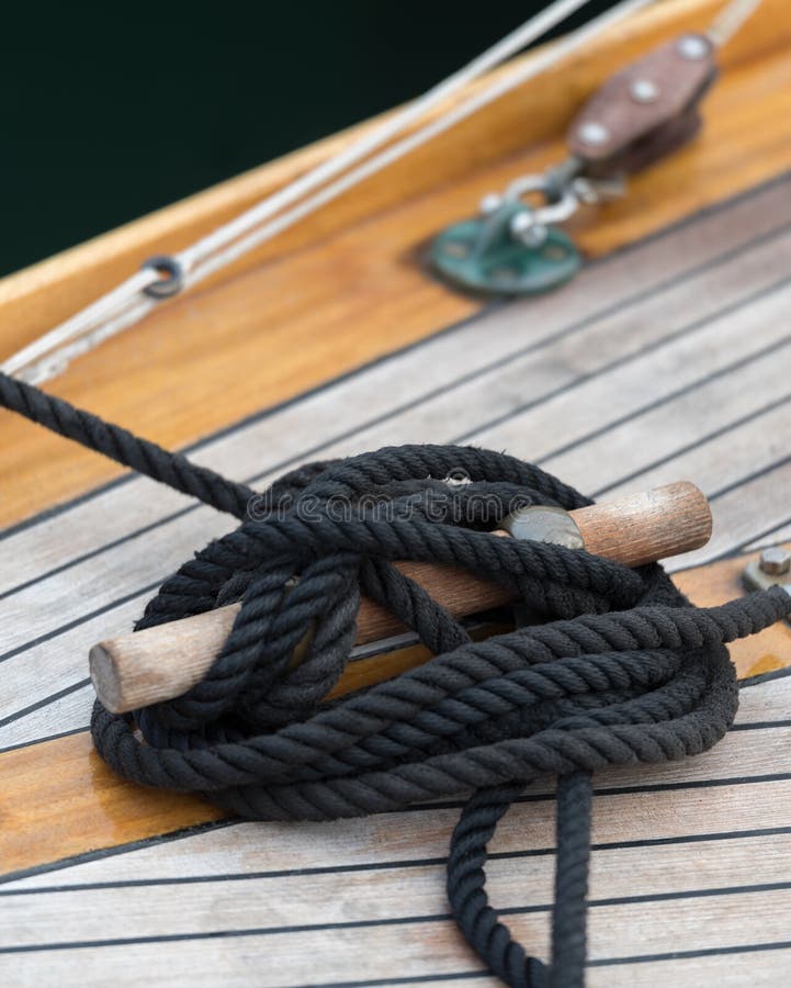Rope on deck stock photo. Image of deck, moored, water - 126169916