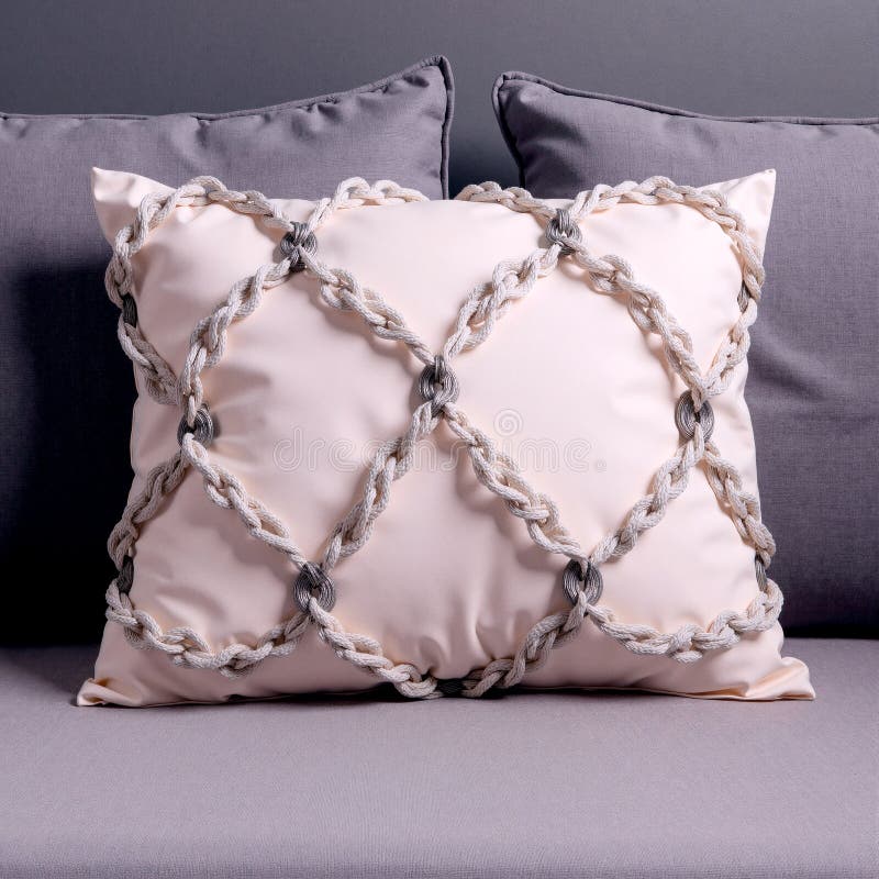 Rope Decor Pillow stock image. Image of grey, fabric - 375218621