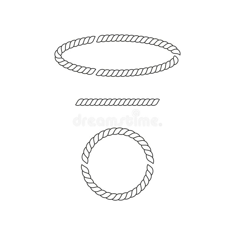 Rope Design Elements. Twisted Line Shapes. Minimal Circular Frame ...