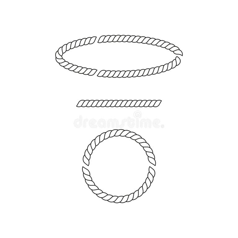 Rope Design Elements. Twisted Line Shapes. Minimal Circular Frame ...