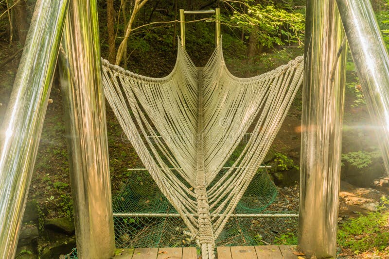 Rope Footbridge Part of Obstacle Course Stock Photo - Image of ...