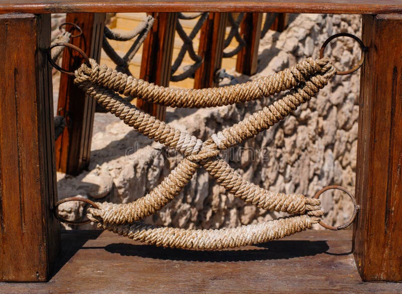 Rope frame element fence stock image. Image of cable - 50382713