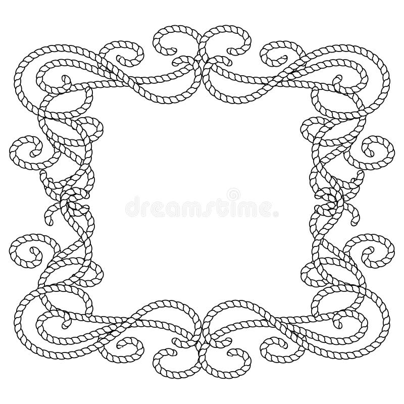 Rope Frame, Knots and Corners. Sling Strong Nautical. Vector. Stock ...
