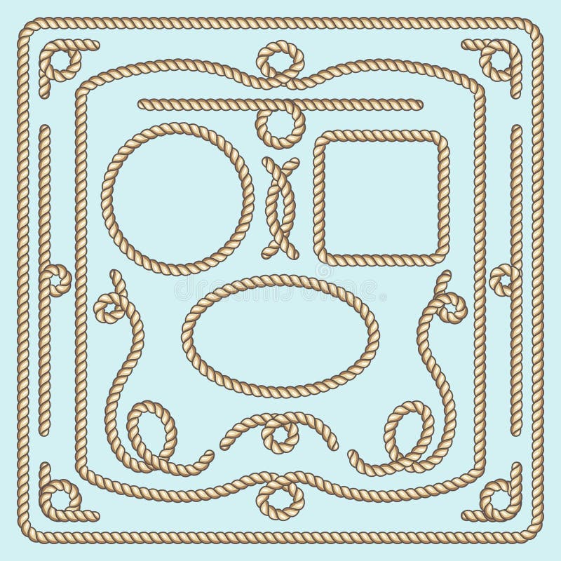 Rope Frame, Knots and Corners. Vector Decorative Elements Stock Vector ...