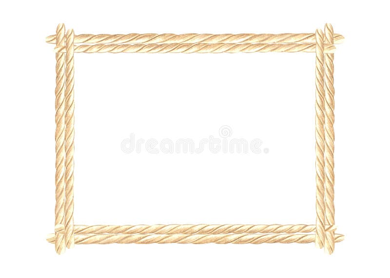 Rope Frame Rectangular. Hand Drawn Watercolor Illustration Isolated ...