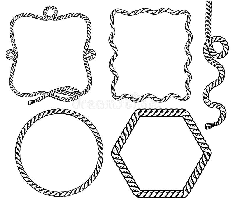 Rope Frame. Set of Rope Frames Background for Design Isolated on White ...
