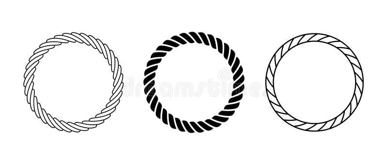 Rope Frame Set. Round Cord Border Collection. Circle Rope Wreath Loop ...
