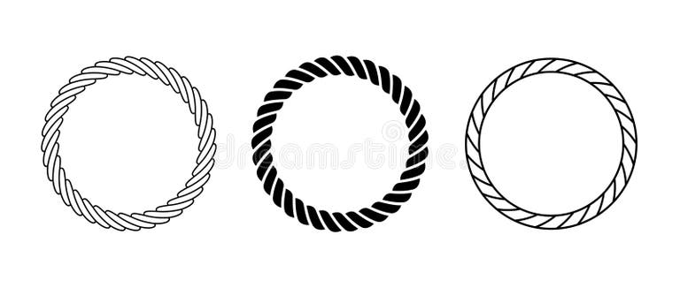 Rope Frame Set. Round Cord Border Collection. Circle Rope Wreath Loop ...