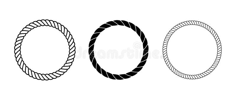 Rope Frame Set. Round Cord Borders Collection. Circle Rope Wreath Loop ...