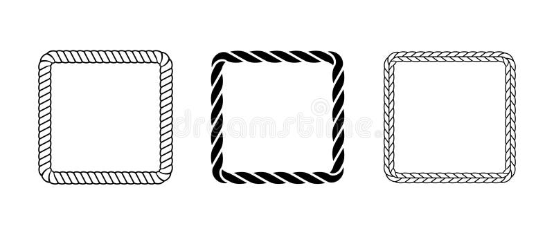 Rope Frame Set. Squared Cord Border Collection. Rectangular Rope Loop ...