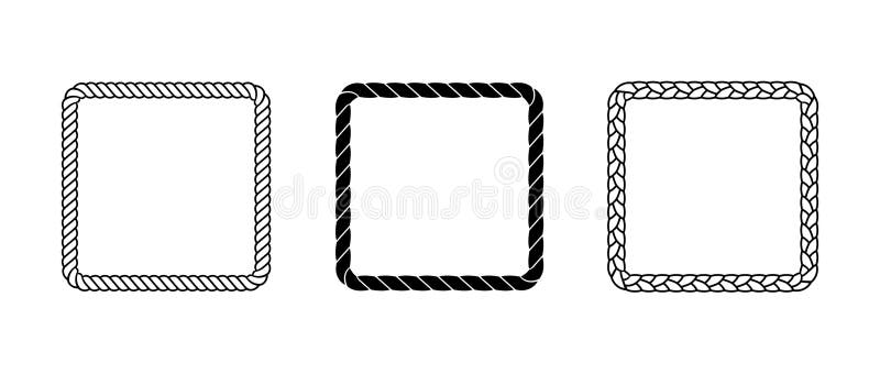 Set of Rope Frames. Squared Cord Border Collection. Rectangular Rope ...
