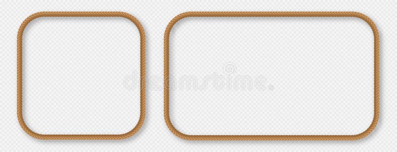 Rope Frames, Realistic Jute Cord Borders, Hemp Twisted Rope in Square ...