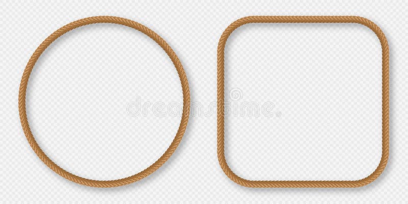 Rope Frames, Realistic Jute Cord Borders, Hemp Twisted Rope in Square ...
