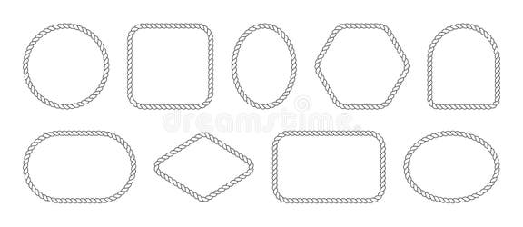 Rope Frames Set. Rope Borders and Frame in Various Shapes. Geometric ...