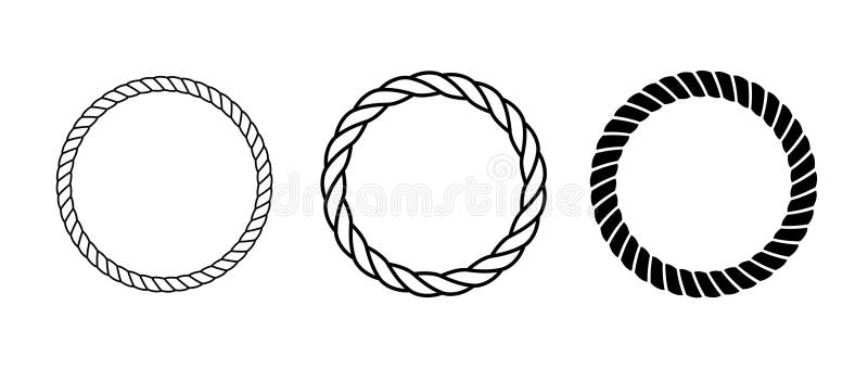 Rope Frames Set. Round Cord Borders Collection. Circle Rope Wreath Loop ...