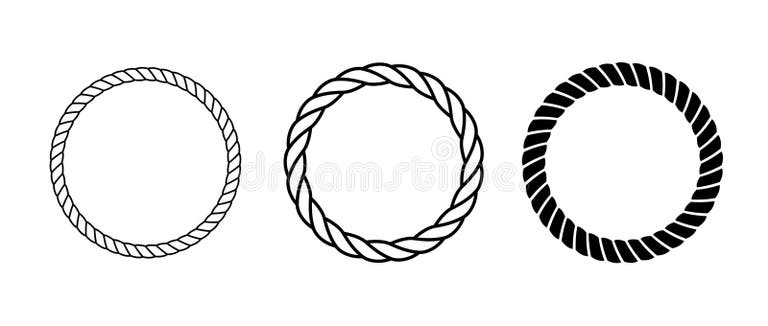 Rope Frames Set. Round Cord Borders Collection. Circle Rope Wreath Loop ...