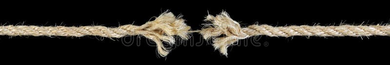 Rope Fraying Isolated on Black Stock Photo - Image of breaking ...