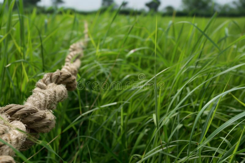 Rope Fuse Set As a Tripwire in a Grassy Field Stock Image - Image of ...