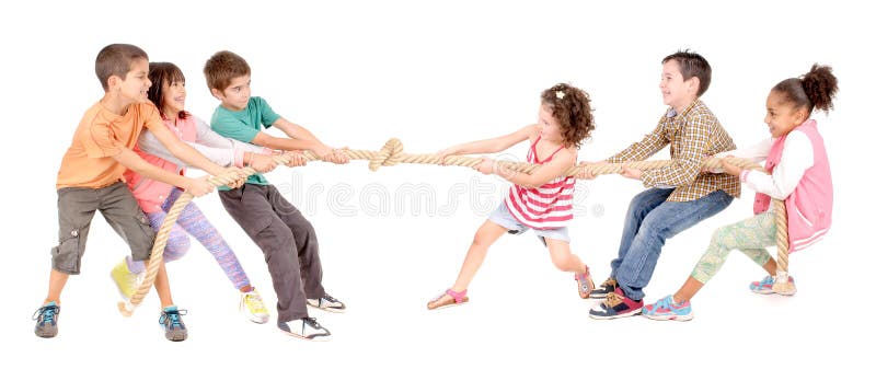 Kids playing tug of war stock photo. Image of happiness - 23737162