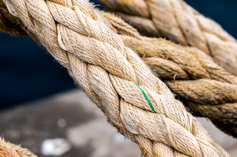 A Rope with a Green Stripe is Shown Stock Photo - Image of knot, green ...