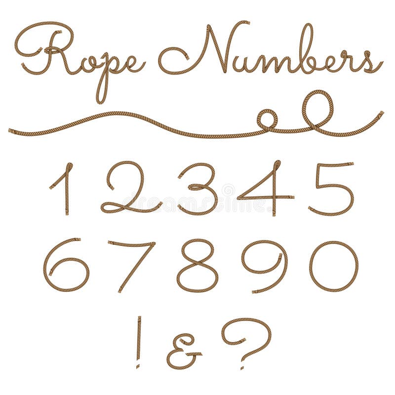 Rope hand drawn number set stock vector. Illustration of isolated ...