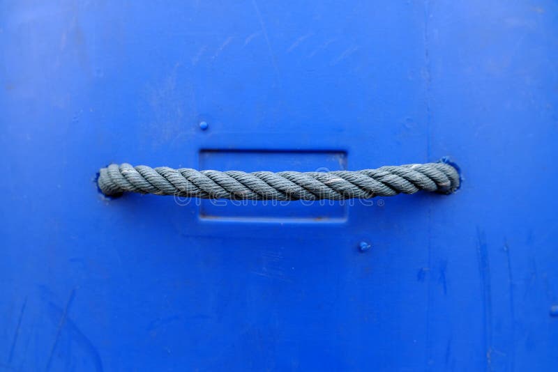 Rope Handle of Blue Bucket. Stock Photo - Image of green, leather ...