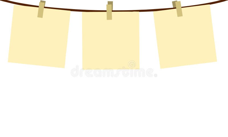 Rope Hanging Blank Card Notes Vector Illustration Stock Vector ...