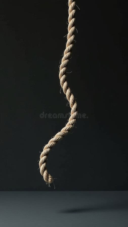 A Rope is Hanging from the Ceiling, and it is Long and Thin Stock ...